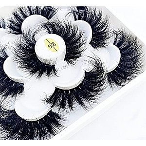 HBZGTLAD new 5 Pairs 25 mm 3d Mink Lashes Bulk Faux with Custom Natural Mink Lashes Pack Short Wholesales False Eyelashes (9D-03)