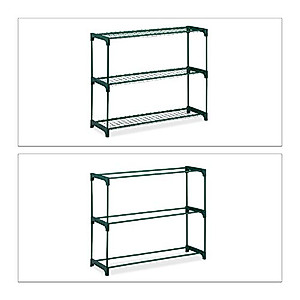 Relaxdays Plant Stand, 3 Tiers, Storage for Flower Pots, Indoor, Iron & Plastic, H x W x D 74.5 x 91 x 28.5, Green, Pack of 1