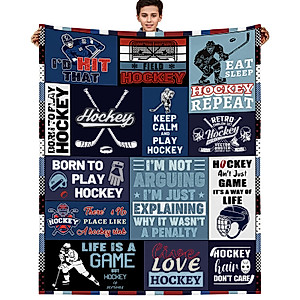 Hockey Gifts for Boys Men, Hockey Blanket for Boys, Gifts for Hockey Lovers, Hockey Player Blanket 60"x50" to Keep Warm for Boys 8-12
