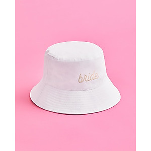 xo, Fetti Bachelorette Party Embroidered White Bride Bucket Hat | Bach Party Decorations, Beige Bride to Be Accessory, Neutral Bridesmaid Favors, Bridal Shower Supplies