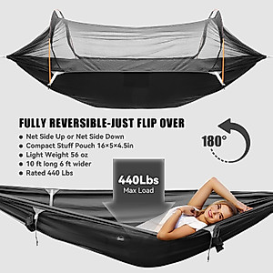 Camping Hammock with Mosquito Net and Rainfly Cover,Camping Hammock,Lightweight Portable Hammock,Waterproof Camping Hammock for Outdoor Backpacking Hiking Travel (Camouflage)