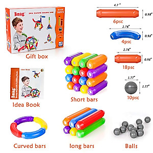 Bmag 38 PCS Magnetic Balls and Rods Set, Magnet Building Sticks Set, Building Blocks Tiles, STEM Stacking Toys for Kids,Juniors,Toddlers