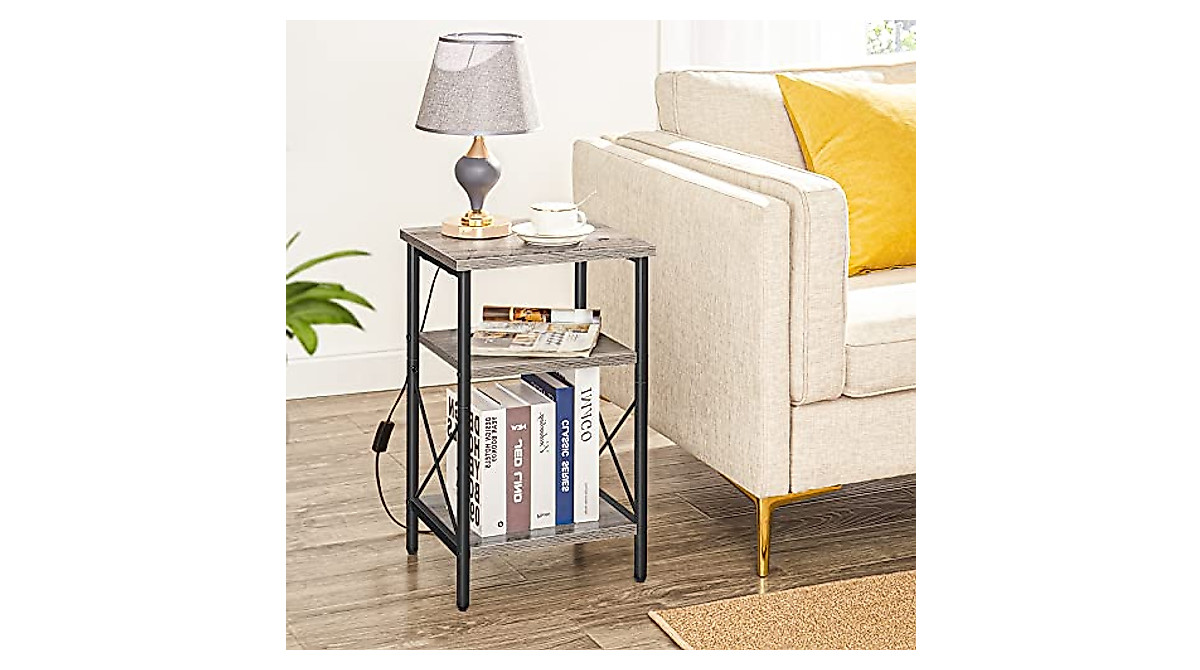 TUTOTAK End Table with Charging Station & Storage