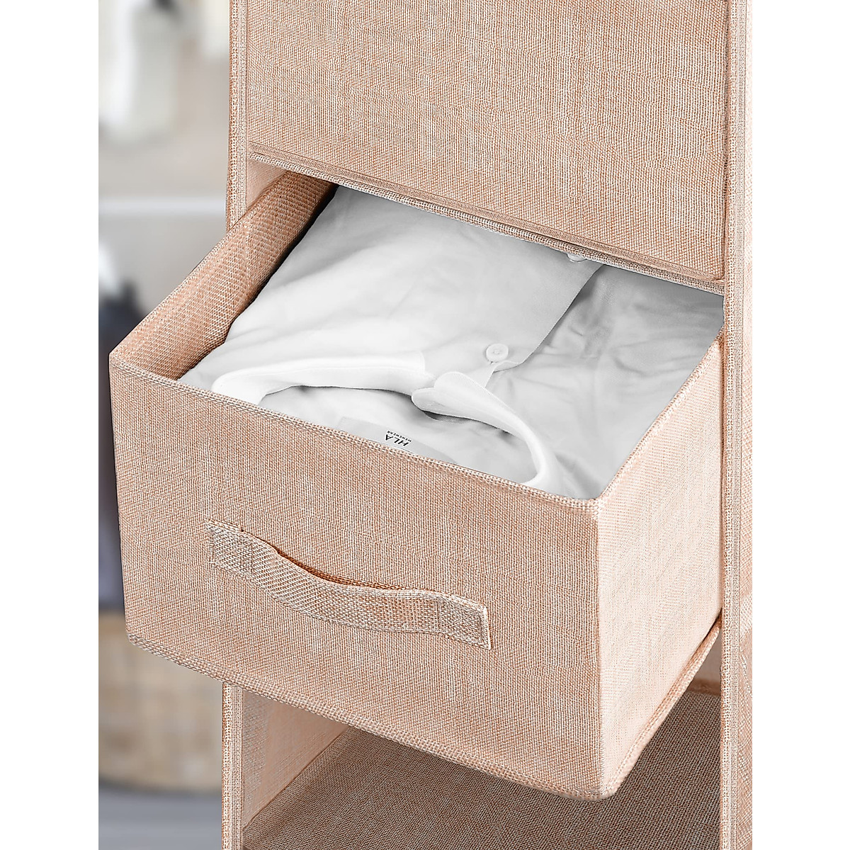 COSIFO 8-Shelf Hanging and Storage with 2 Drawers, 3-Shelf and 5-Shelf Separable Closet Organizers and Storage, Pink Collapsible Hanging Closet Shelves, Baby Nursery Storage Closet Organizer