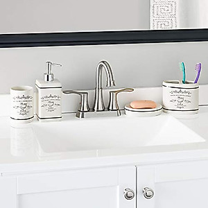 Home Basics Paris Collection 4 Piece Bathroom Accessories Set Featuring a Soap Dispenser, Toothbrush Holder, Tumbler, and Soap Dish
