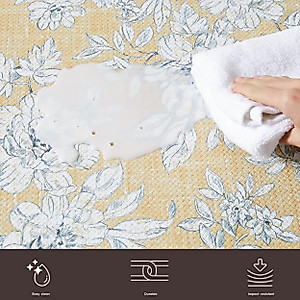 Laura Ashley - Anti-Fatigue Kitchen Mat, Iris Floral Design, Stain, Water & Fade Resistant, Cooking & Standing Relief, Non-Slip Backing, Measures 17.5" x 60", Tawny Yellow