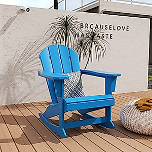 WO Home Furniture Patio Rocking Chair Outdoor Adirondack Rocker Chair (Pacific Blue)