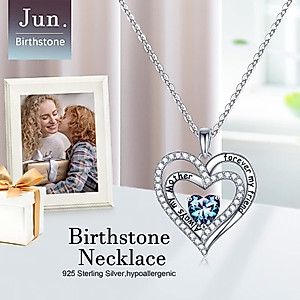 Iefil Mom Birthstone Necklaces Gifts for Mom, Sterling Silver Birthstone Jewelry Mom Mothers Valentines Day Anniversary Christmas Birthday Gifts for Mom June Alexandrite Necklace Jewelry