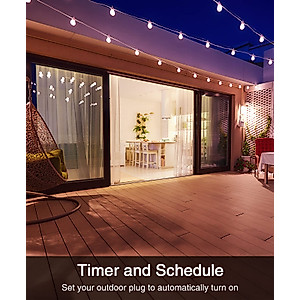 GHome Smart Outdoor Plug Dimmer, WiFi Outlet Timer Works with Alexa Google Assistant, IPX4 Weatherproof Plug-in Dimmer for Outdoor String Lights Decorations, No Hub Required, 2.4GHz WiFi Only