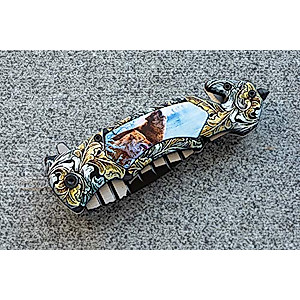 SE Spring Assisted Clip Point Folding Knife with Howling Wolf Design - KFD20024-2