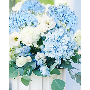 Auihiay 18 Pieces Hydrangea Artificial Flowers Silk Hydrangea Flowers Heads with Stems for Home, Garden, Wedding, Baby Shower, Party Decorations (Blue)