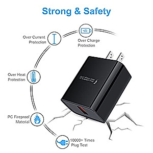 USB Charger Plug,Quick Charge 3.0 Fast Charging Block Wall Charger Cube Box for iPhone,Samsung Galaxy S23 A14 A54 S22 S21 Note20 S10 A10e S9 S8 A53 A21 A23 A51 A13 A03S A50 A12,LG V60 G8,Moto,Android