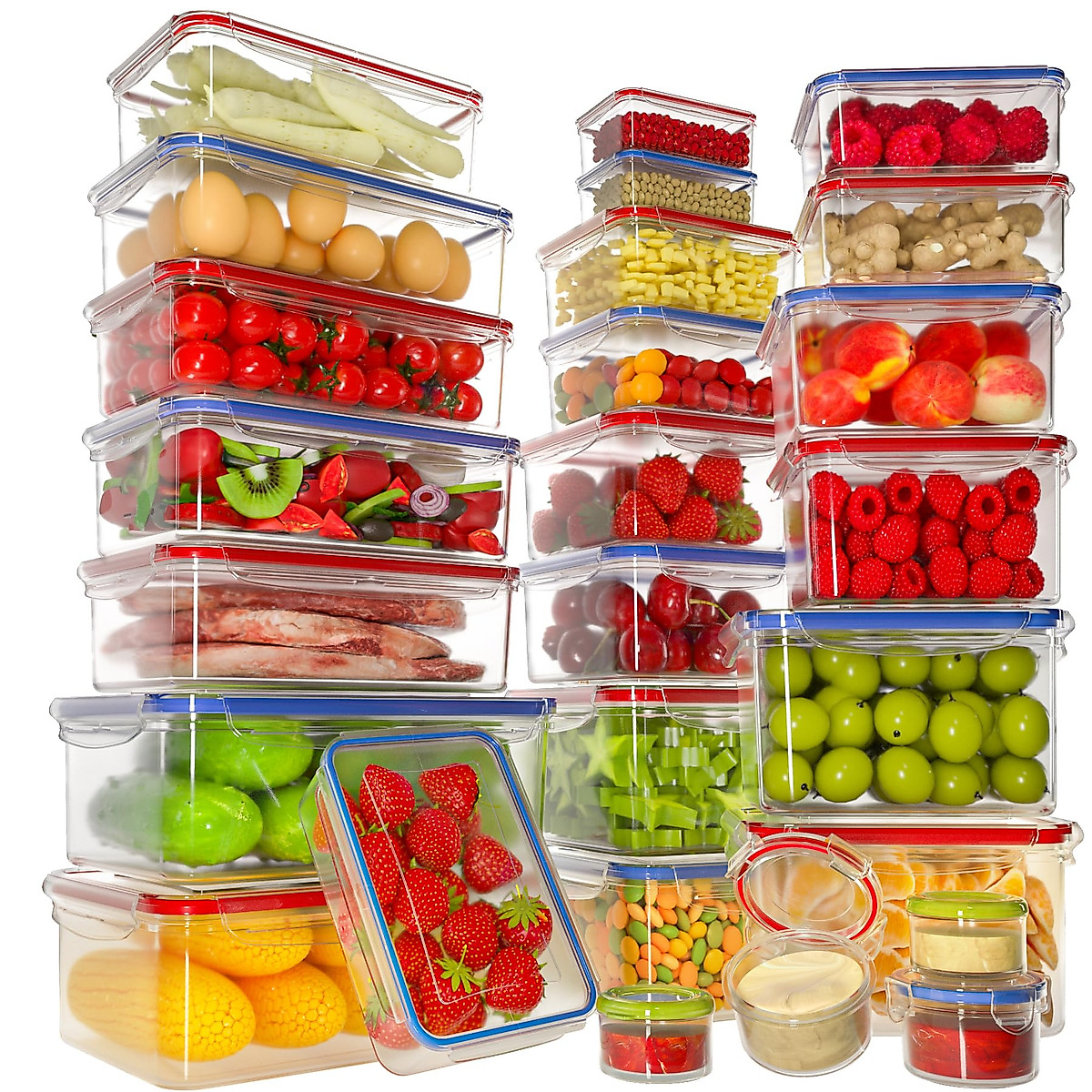 52-Piece Large Food Storage Containers with Lids Airtight, Health Material 85oz Leakproof Reusable Plastic Storage Containers, for Lunch, Meal Prep, and Leftovers, Kitchen Organizer, Freezer Container