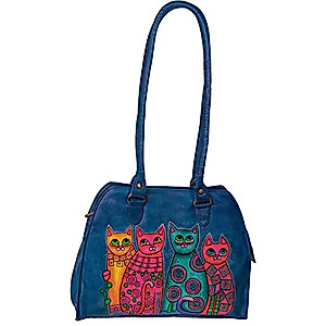 Evi's bags Women's Hand Painted Genuine Leather Handbag - Shoulder Bag - Hobo, by Evi's Bags. Unique, Large, Handmade Purse - Satchel - Tote. Wearable Art - Alley Cat Bag, Multicolor