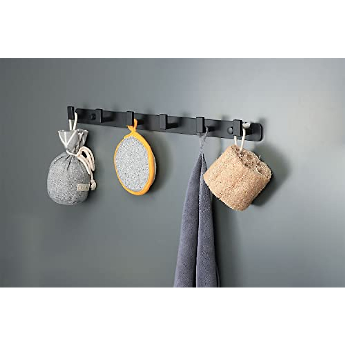 Vanloory Coat Rack, Heavy Duty Stainless Steel 4 Tri Coat Hook Hanger, Wall Mounted Storage Wall Hook, Rustic Clothes Hook/Key Hook Rail for Bathroom Kitchen Entryway(6 Hook Black)