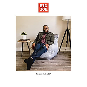 Big Joe Dorm Bean Bag Chair with Drink Holder and Pocket, Two Tone Gray Smartmax, Durable Polyester Nylon Blend, 3 feet