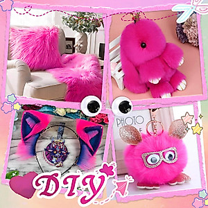 Shaggy Plush Faux Fur Fabric, Hot Pink 18 x 72 Inch Fluffy Fur Fabric Fluffy Fuzzy Craft Fur for Gnomes Beard Hair Halloween Grinch DIY Craft Furr Cushions Flamingos Animal Costumes Sewing Supplies