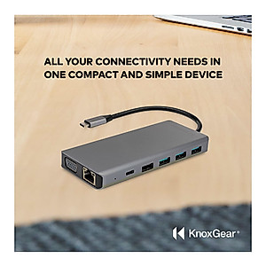 Knox Gear Kernel 13-in-1 USB-C Power Delivery Charging Port Hub, USB C Hub, 2 HDMI Ports, SD and MicroSD Card Slots, Data Transfer Rate of 5 Gbps, Multiport Adapter Compatible with Mac and PC Devices
