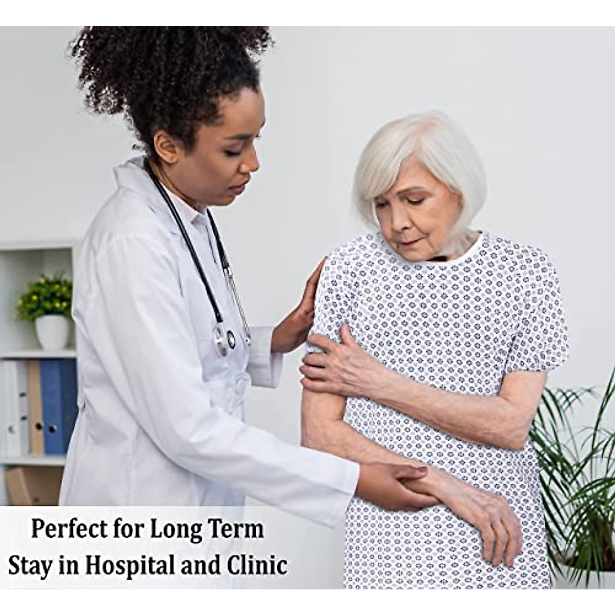 RUVANTI 2 Pack Hospital Gowns for Women/Men - Medical Patient Gowns for Elderly Women - Plus Size Gowns for Home Care - Labor and Delivery/Nursing - Comfortably Fits Sizes up to 2XL