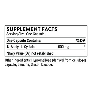 Thorne NAC - N-Acetylcysteine - 500mg - Supports Respiratory Health and Immune Function; Promotes Liver and Kidney Detox - 90 Capsules