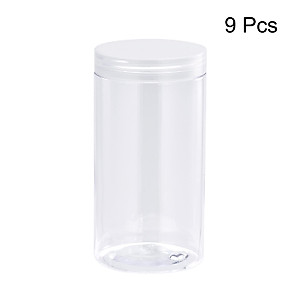 uxcell Round Plastic Jars with Transparent Screw Top Lid, 17oz/ 500ml Wide-mouth Clear Empty Containers for Storage, Organizing, 9Pcs