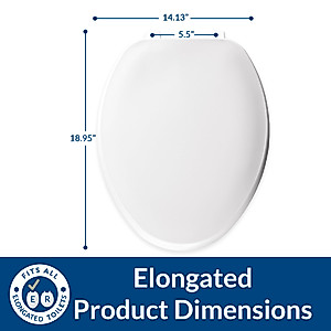 BEMIS 170 000 Toilet Seat, ELONGATED, Plastic, White