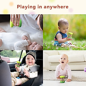 Wooden Rattle Natural Spinning Rainbow Drum Montessori Baby Roller Bell Toys Nursing Shower Gifts Green