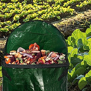 4 Pieces Garden Compost Bin Outdoor,Reusable Garden Yard Waste Bag Reusable Lawn Leaf Bags with Zipper Lid and Handles,Yard Waste Bag Container for Kitchen Waste（3×34Gallon +1×15Gallon ）