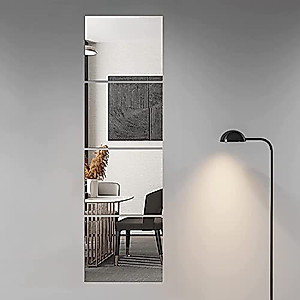 OBIOZZ Bedroom Floor Standing Mirror Glass Full Length Wall Mirror Tiles 14 X 12 X 4PCS Frameless Full Body Mirror, Quality Material Full-Length Mirror