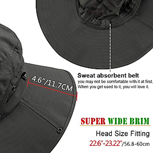 Cooltto Wide Brim Sun Hats with Waterproof Breathable for Fishing, Hiking, Camping，for Men Women Kids Light Gray