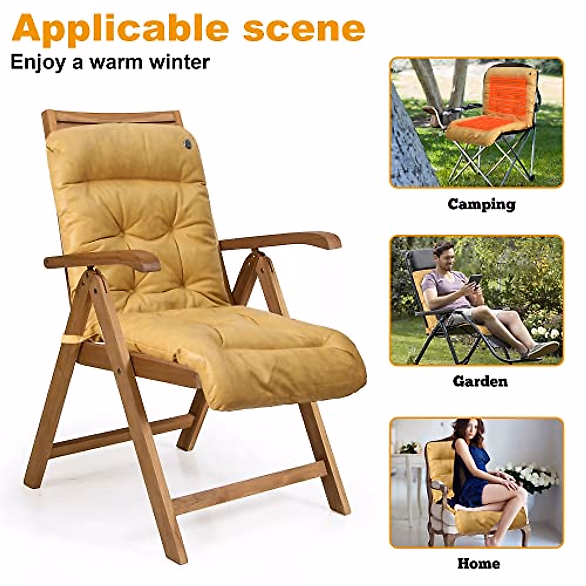 OUHOU Heated Seat Cushion, Heated Chair Cover, 3 Mode Adjustable Warm Seat Cushion, USB-Powered Heating Seat Cover for Home, Office Chair and More(Yellow)