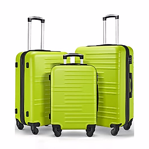 3 Piece Luggage Set Expandable (Only 24" & 28"), Hard Suitcase Set with Spinner Wheels and TSA Lock, Travel Luggage Set (Green Lime)