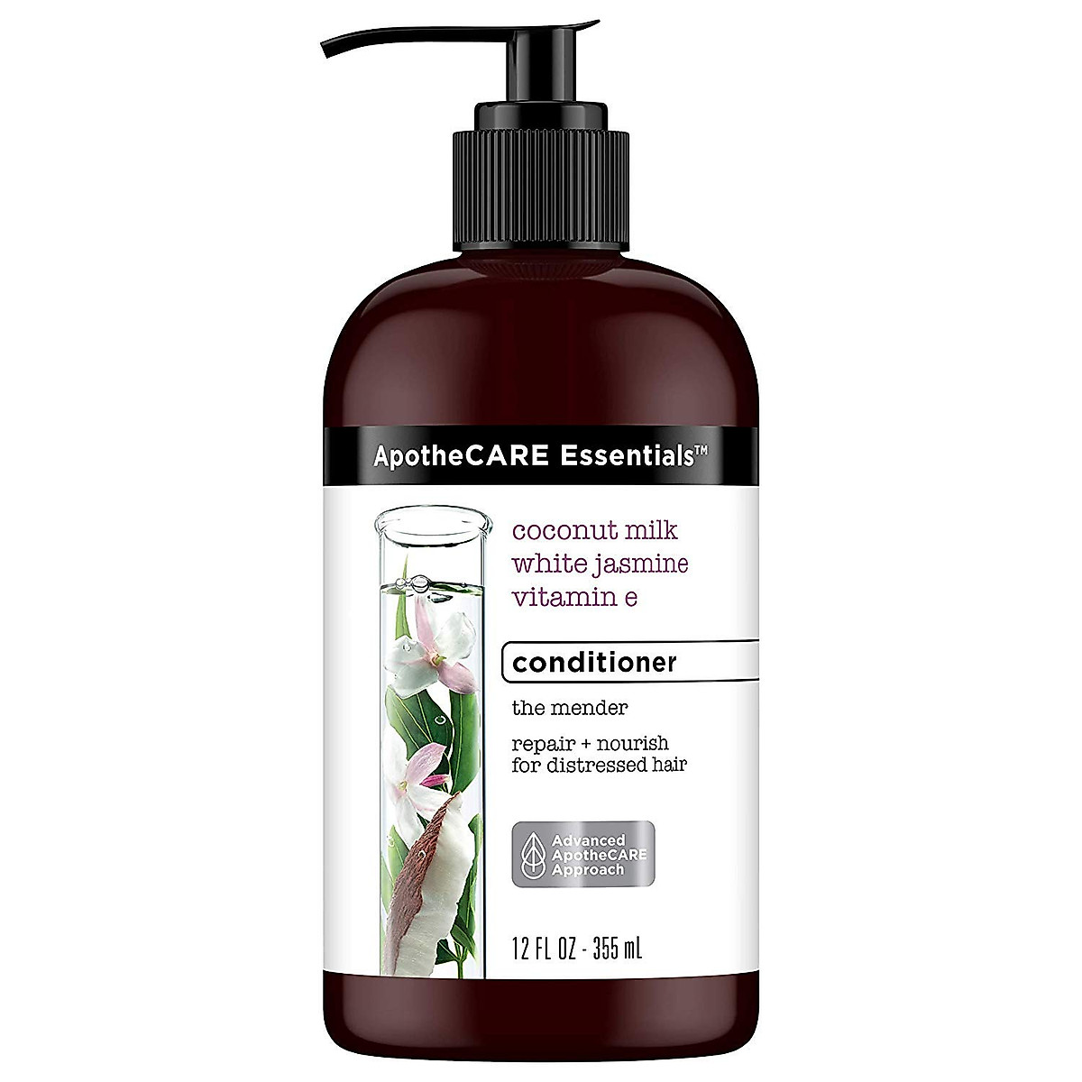 ApotheCARE Essentials Conditioner - The Mender - Coconut Milk, White Jasmine, Vitamin E - Net Wt. 12 FL OZ (355 mL) Per