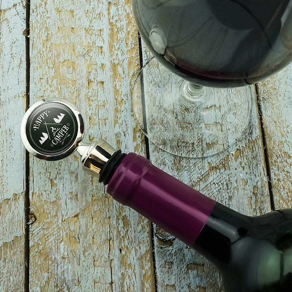 Happy Camper with Campfire Wine Bottle Stopper