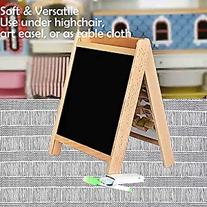 Splat Mat for Under High Chair/Arts/Crafts, Triluby 51" Waterproof Non Slip Food Splash Mat for Eating Mess, Washable Weaning Mat Reusable Spill Floor Protector (Stripe)