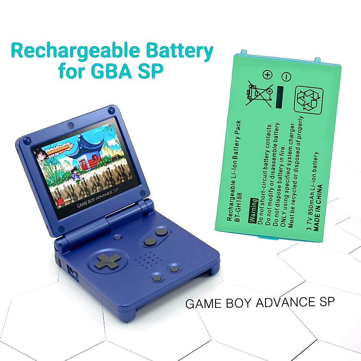 Xahpower Gameboy Advance SP Games Accessories Kit, 1 Pack Charger and 1 Pack Battery Pack for Game Boy Advance SP Systems(GBA SP)