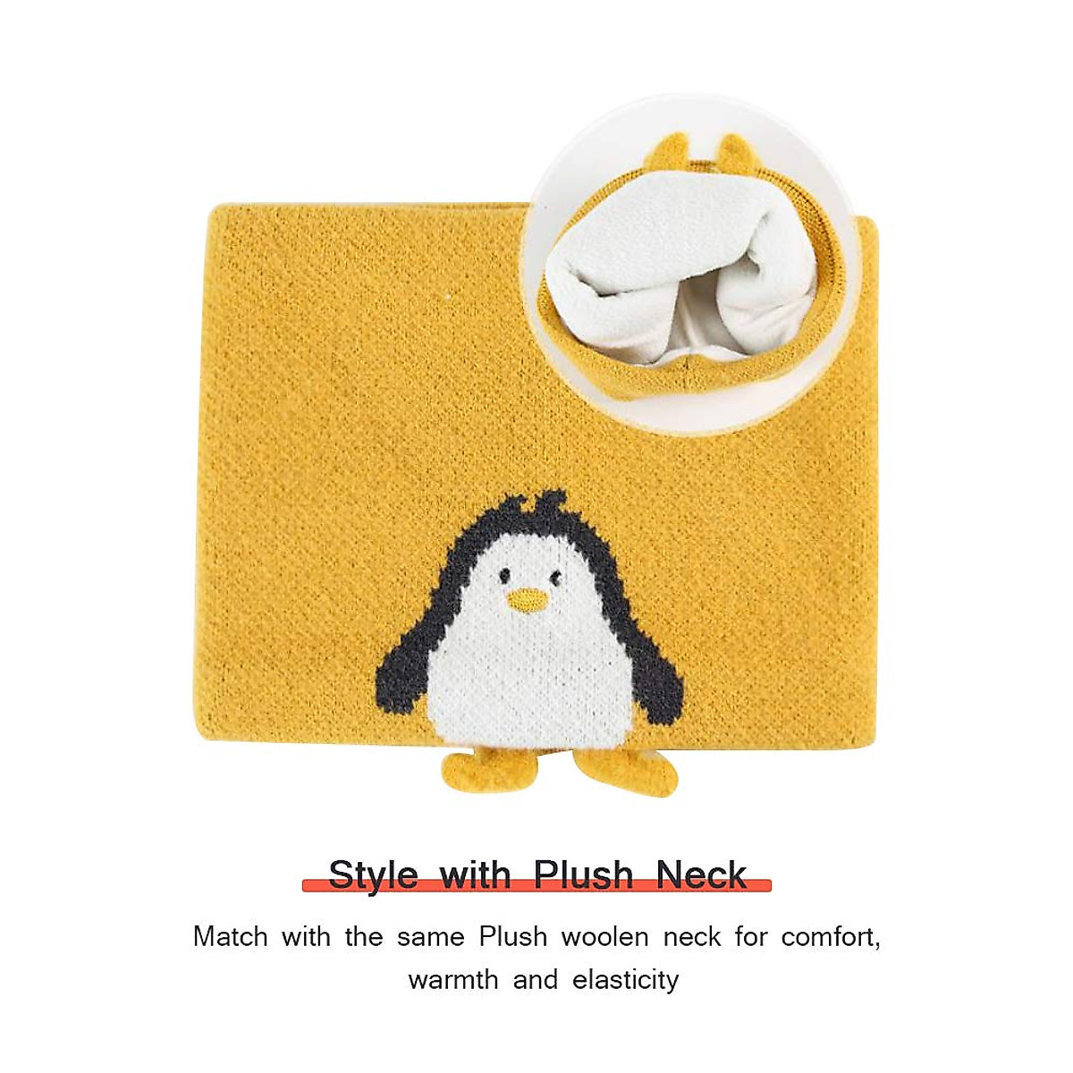 Toddler Winter Beanie Hat Scraf Set, Cute Cartoon Penguin Knitted Hats Soft Warm Infant Hat with Pompom for Baby Boys and Girls 1-3 Years (Yellow)