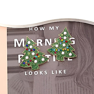 Christmas Earrings Sparkling Alloy Drop Oil Imitation Pearl Christmas Tree Earrings Colorful Rhinestone Christmas Tree Earrings For Women Fashion Party Holiday Jewelry Gift