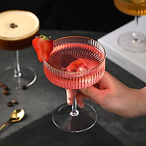 VIFVOR Coupe Glasses Set of 6, Cocktail Glasses 10 oz Classic Old Styling Martini Glass Set with Gift Box Packaging Elegant Hand Blown Martini Glasses for Cocktail, Champagne, Bar and Gift