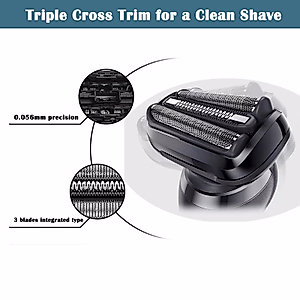 Series 5 53B Electric Shaver Replacement Head- 53B Shaving Head Replacement Part Easily Attach Shaver Head Fit for Braun Series 5/6 Electric Razor 6072cc, 6090cc, 6020s, 6040cs, 6075cc, 5018s, 5049cs