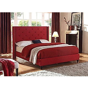 Home Life furBed00007_Cloth_Burgundy_Full Platform Bed