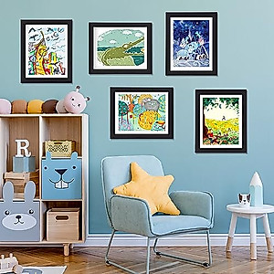 Fixwal Kids Art Frame, 8.5 x 11 Picture Frame for Kid Art Work Changeable, Front Opening Black Kids Artwork Display Frame, Real Glass, for Wall Hanging, Set of 1