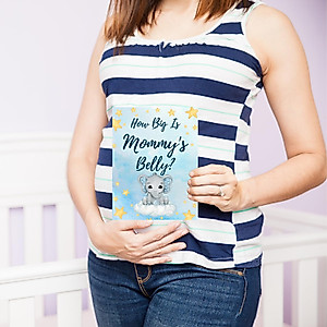 How Big is Mommys Belly Game cinta para medir la panza Measure the Belly Baby Shower Game 62 Piece for 50 Players Blue Elephant Baby Bump Measuring Tape Game