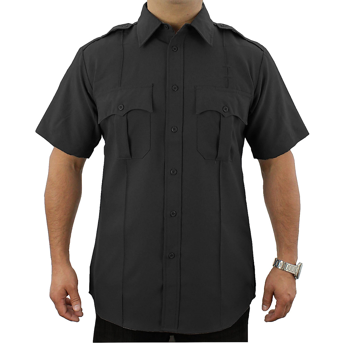 First Class 100% Polyester Short Sleeve Men's Uniform Shirt White (US, Alpha, XX-Large, Regular, Regular, Black)