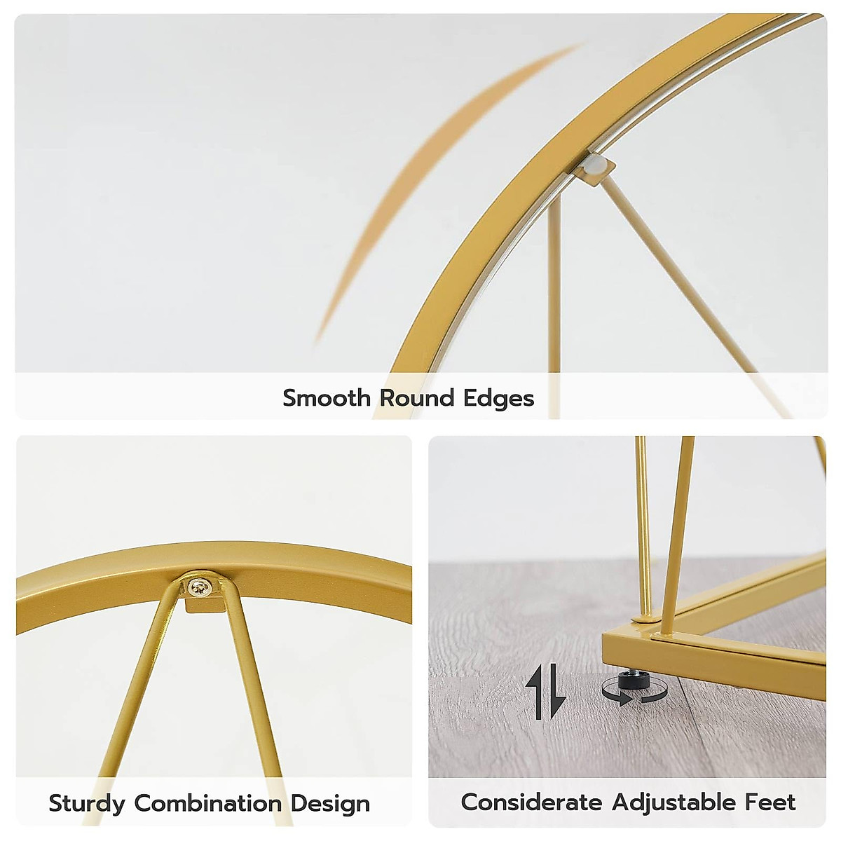 HOOBRO Coffee Table, Gold Glass Coffee Table for Living Room, 27.6" Round Coffee Table, 1 Layer Center Table, Metal Frame, Hexagonal Design, for Small Space, Reception Room, Apartment, Golden GD70KF01