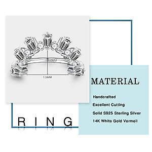 MOOSEA Sunburst Moissanite Rings for Women, D Color VVS1 Clarity Lab Created Diamond Wedding Band 14K White Gold Vermeil Moissanite Curved Wedding Band for Women Mom Wife Anniversary Jewelry Gifts