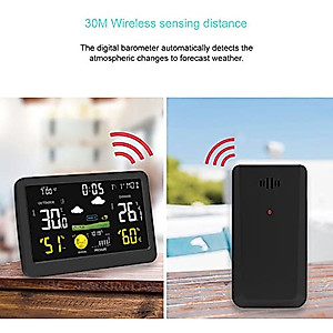 Weather Station with Atomic Clock Indoor Outdoor Thermometer Wireless, Humidity and Temperature Monitor Barometer Hygrometer with High Precision Sensor