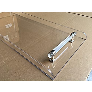 WANLIAN Transparent Bathtub Caddy Tray, Transparent Acrylic Bathroom Tray, with Durable Handles, Holds Phone, Books, Candles, Food, Wine and Tablet (Silver Handle Bathtub Tray)