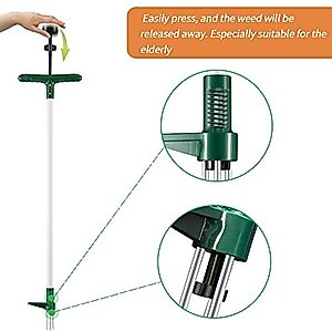 Walensee Weed Puller, Stand Up Weeder Hand Tool, Long Handle Garden Weeding Tool with 3 Claws, Hand Weed Hound Weed Puller for Dandelion, Standup Weed Root Pulling Tool and Picker, Grabber (1 Pack)