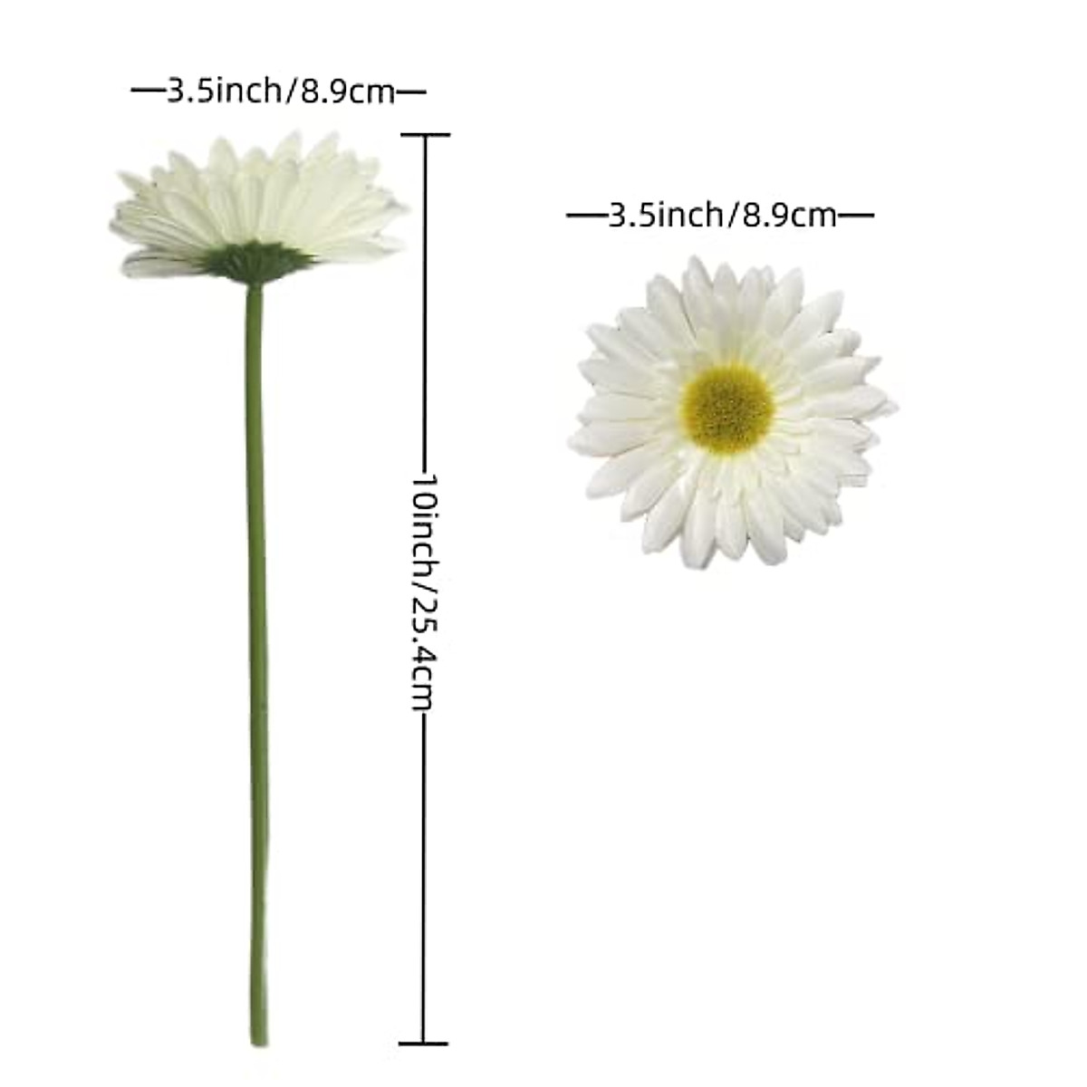 DSforG 16PCS Gerbera Daisy Silk Flowers Artificial Flowers Artificial Daisy Fake Flowers Bouquet for Wedding Bridal Bouquet Party Home Kitchen（White）